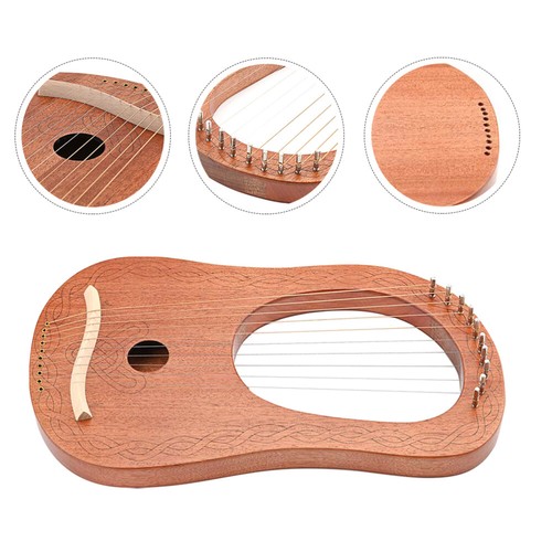 Portable Wooden Lyre 10 String Lyre Harp Tuning Wrench Friends | eBay