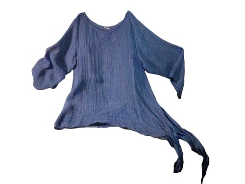 Colorful Purpleish Open Weave Linen Tunic Top Cover One Size Bottom Tie ...