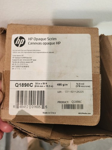 HP Q1898C Opaque Scrim Banner Paper 36" x 50' plotter roll Free ...