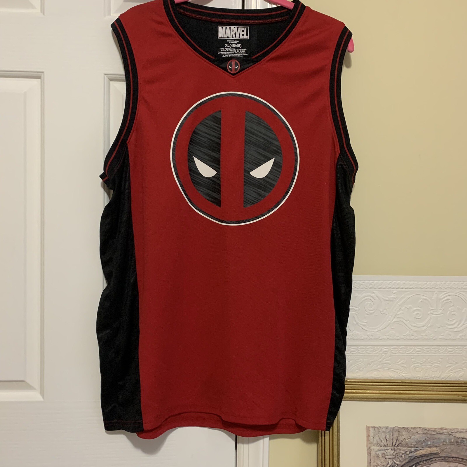 Sleeveless Red/Black Marvel Deadpool Basketball Jerse… - Gem