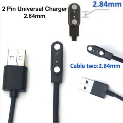 Universal Smart Watch Charging Cable 2-Pin 2.84mm USB Data Magnetic ...