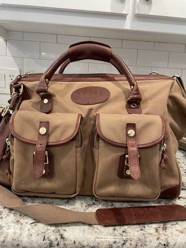 Orvis Weekender Vintage Duffle Bag With Leather Trim | eBay