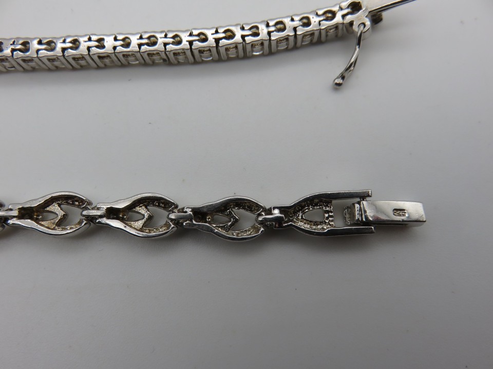 JOB LOT OF 2 VINTAGE SILVER BRACELETS, BOTH HAVING RHINESTONES, BUT ...