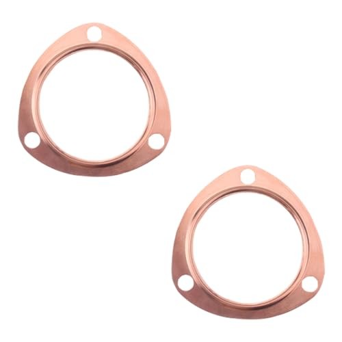 2PCS Copper Header Exhaust Gaskets, Golden Car Exhaust Pipe Collector 3 ...