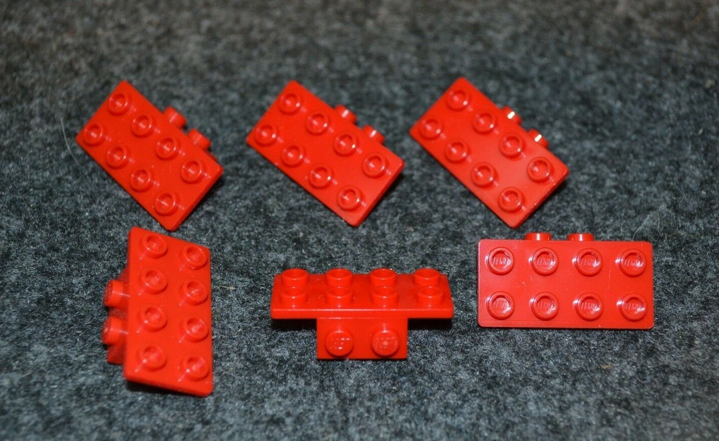 (6) 1x2 - 2x4 Red Downward 90 Degree Direction Change Bricks ~ Leg ...
