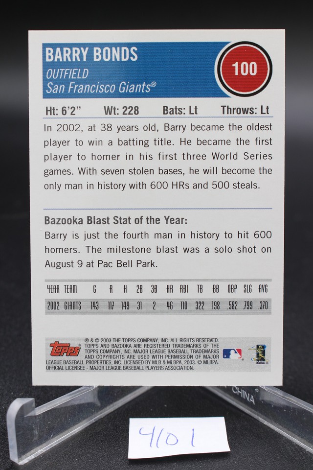 2003 (GIANTS) Bazooka #100 Barry Bonds | eBay