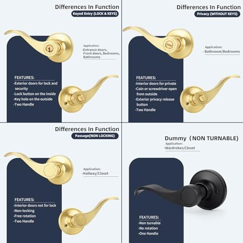 Wave Door Lever Keyed Entry Door Handle with Lock Entrance Lever ...