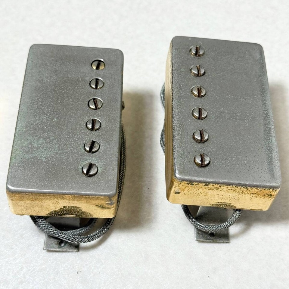 Rare 1980s Gibson PAF Humbucker Gold Pickup Set Pat No 2,737,842 Works ...