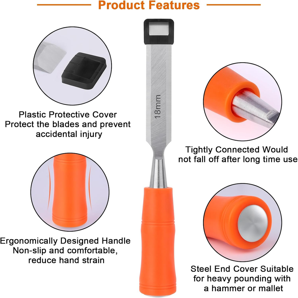 4pcs Wood Chisel Set Carbon Steel Bevel Blades Ergonomic Handles | eBay