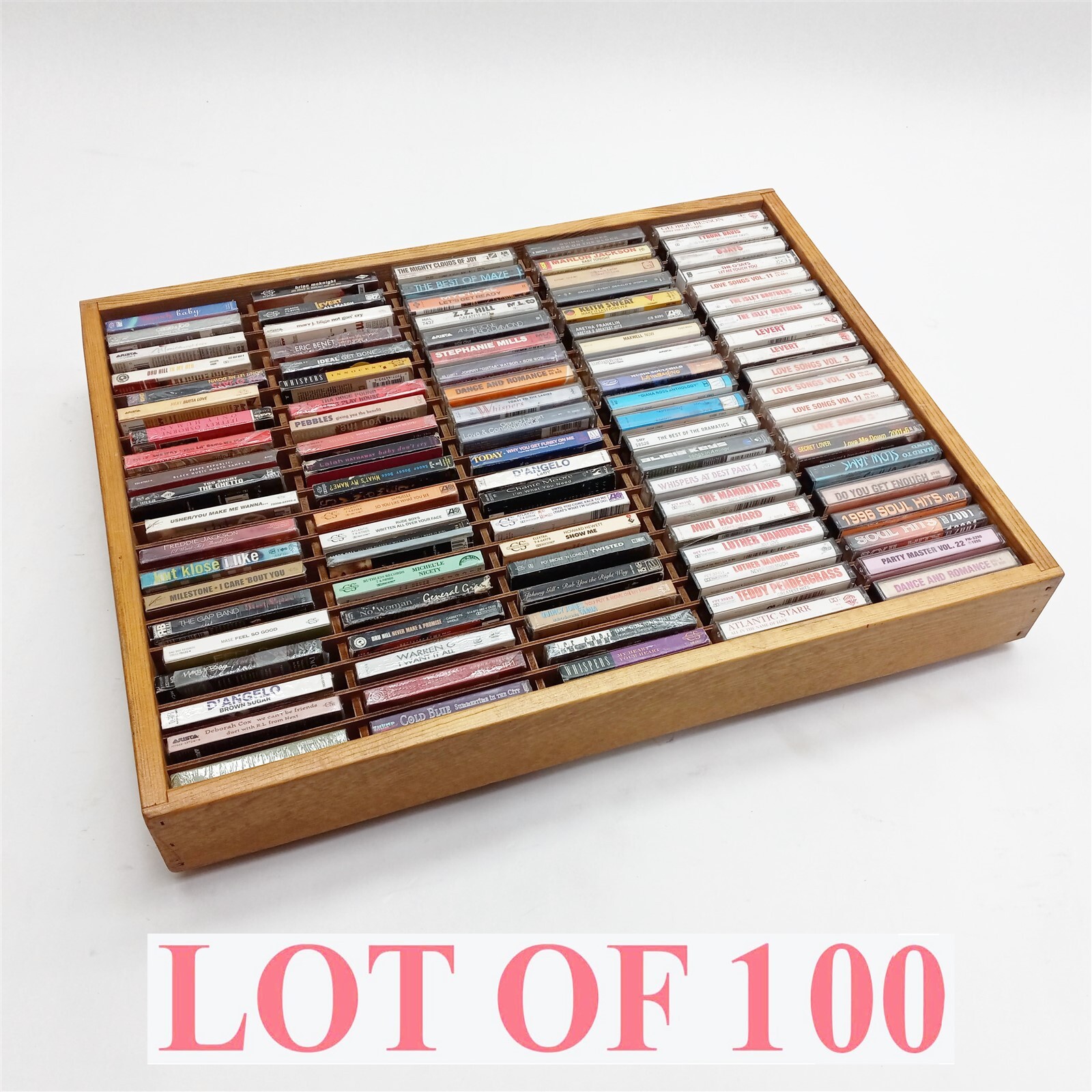 Assorted Cassette Tapes Collection Various Artists w/100 Slot Storage ...