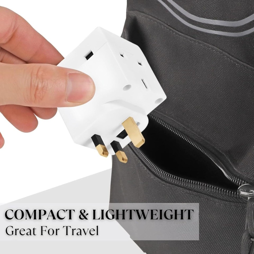 NEW 3 Way 3 Pin Plug Adaptor Multi Plug Fused Adapter CE Approved ...