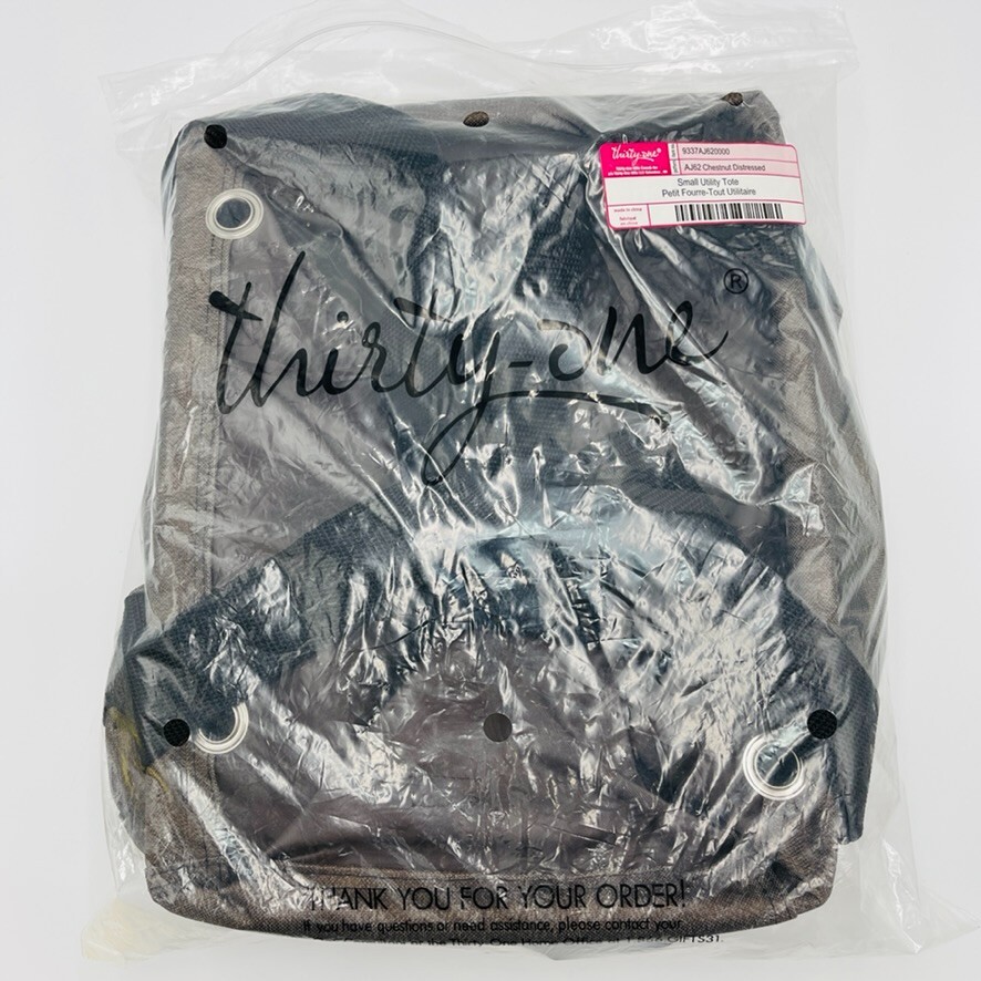 Thirty-One Small Utility Tote Chestnut Distressed Brown AJ62 Double ...