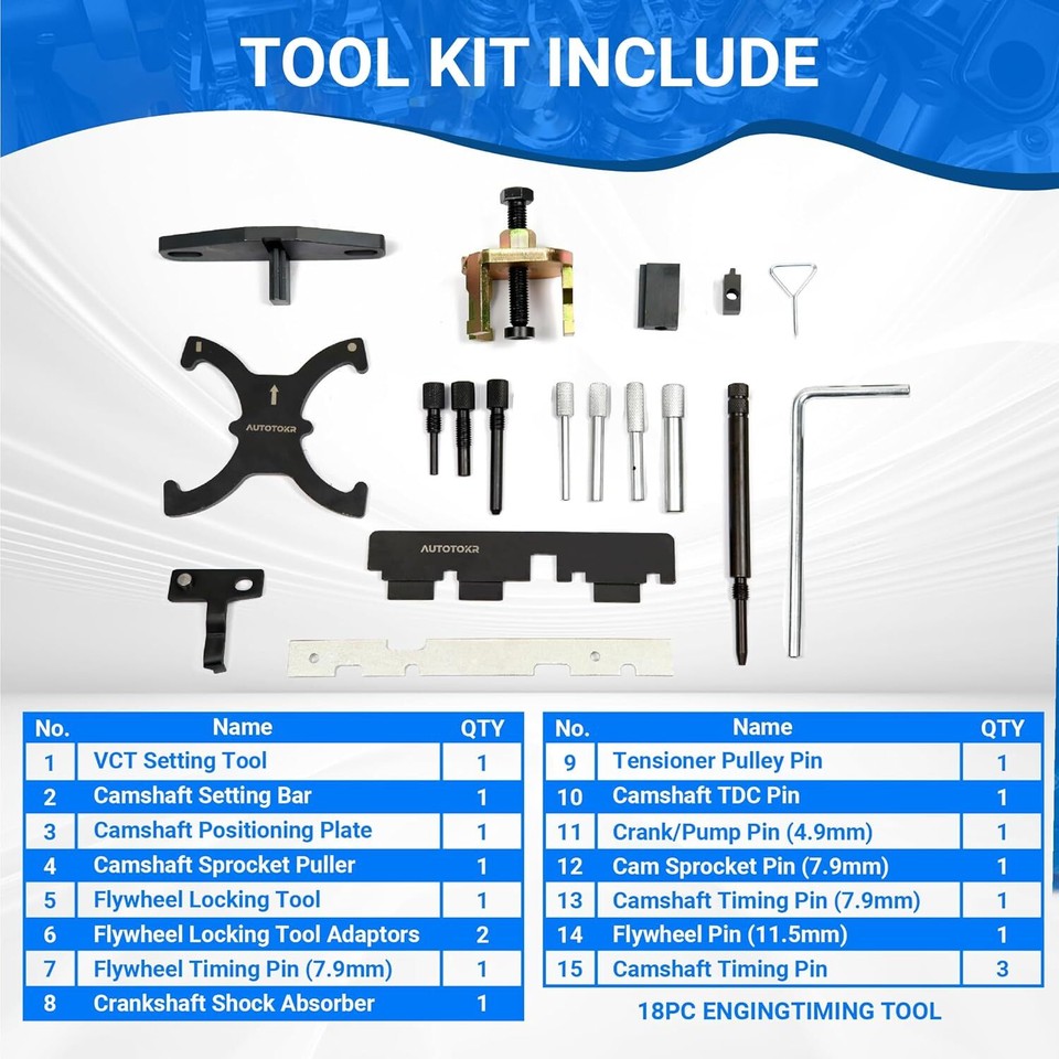 18PC Engine Timing Tool Kit for Ford S60 S80 V40 V60 V70, Camshaft ...