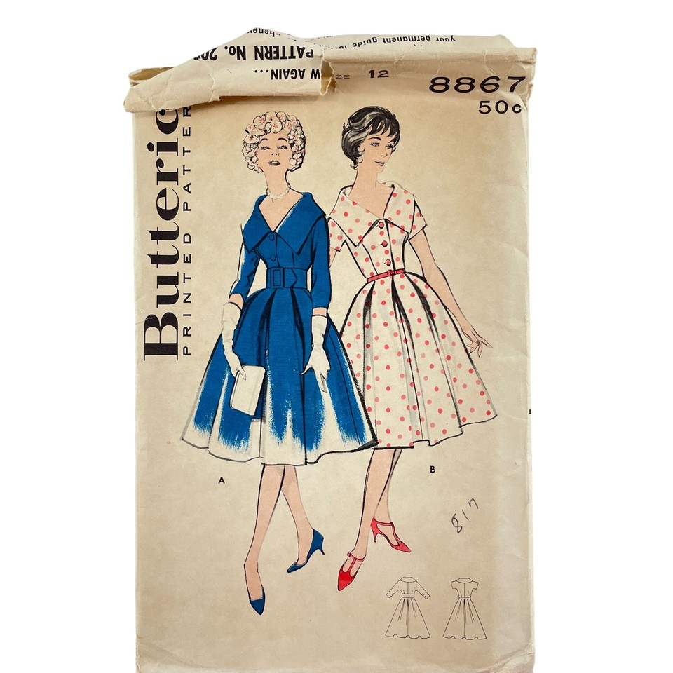 Vintage Butterick Patterns Lot of 5 Size 12 Dresses Blouses Precut ...