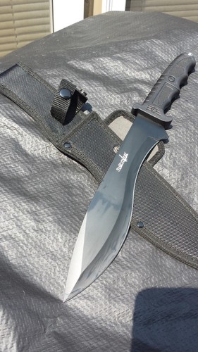 Survivor Fixed Blade Bolo Knife Black Small Machete 16" Glass BREAKER ...