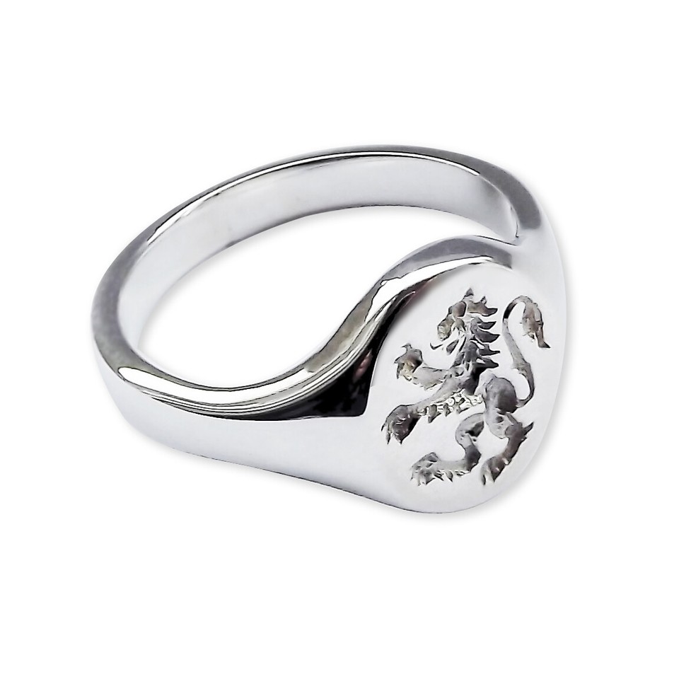 925 Sterling Silver Crest Signet Rings 14x12mm English Scottish Welsh ...