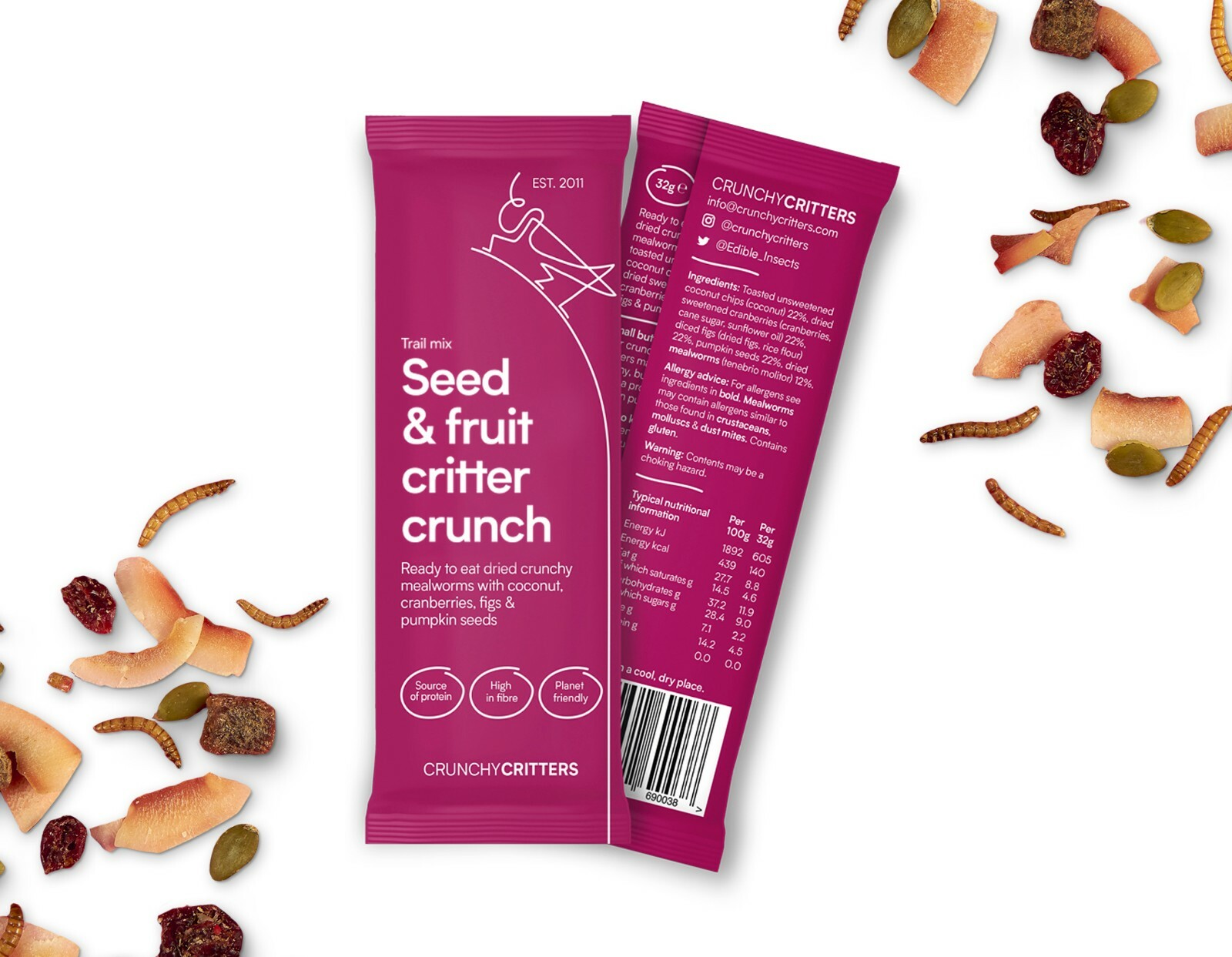 Crunchy Critters edible insects bugs Seed, choc & fruit critter crunch ...