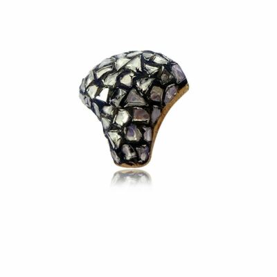 Handmade Pave Setting Rose Cut Polki Diamond Spacer Finding 925 Silver ...