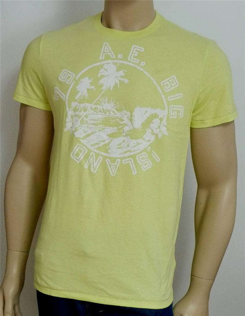American Eagle Outfitters AEO Big Island Surf Tee Mens Neon Yellow T ...