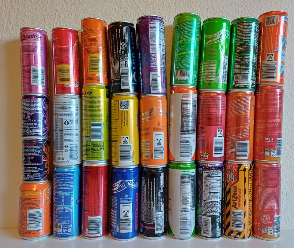 330ml Collectable Mix Energy Drink Cans Bottles Cans Early Rare Ones 28 ...