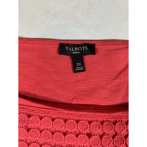 Talbots Crochet Design Blouse Womens Size 2X Red Orange Classic Mature ...