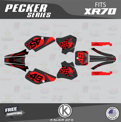 Graphics Kit for HONDA XR70 (1997-2000) XR 70 Pecker Series - Red Shift ...