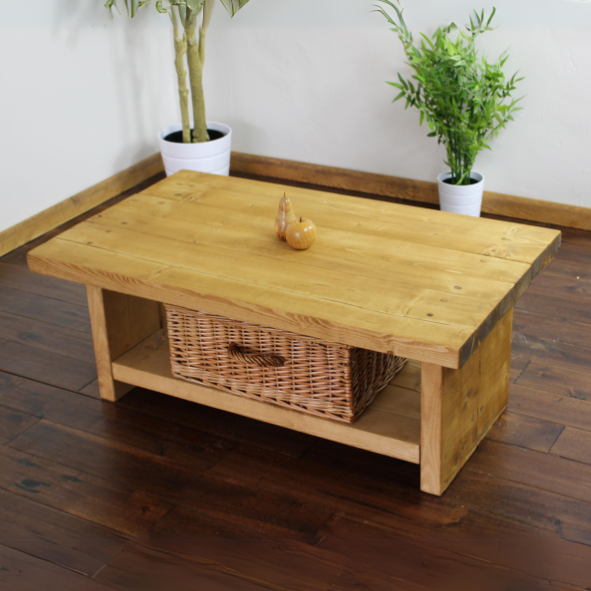 Lymington Handmade Rustic Wood Coffee Table with Shelf Storage | eBay UK