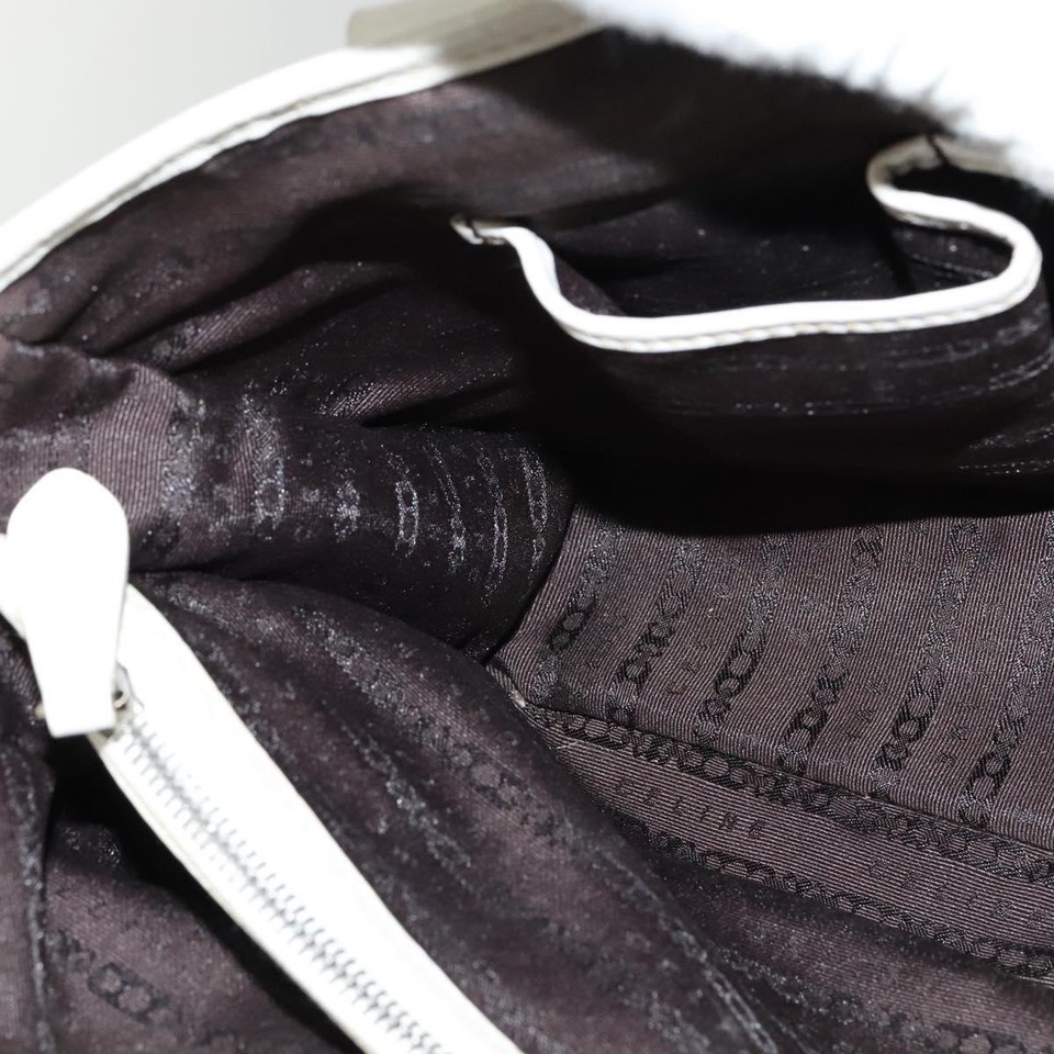 CELINE Hand Bag Straw Leather Beige Silver Auth 122443 | eBay