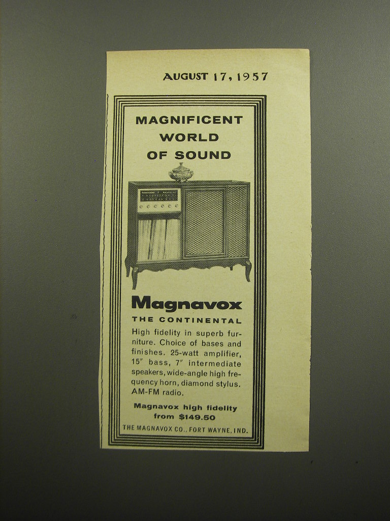1957 Magnavox Continental Radio Ad - Magnificent world of sound | eBay