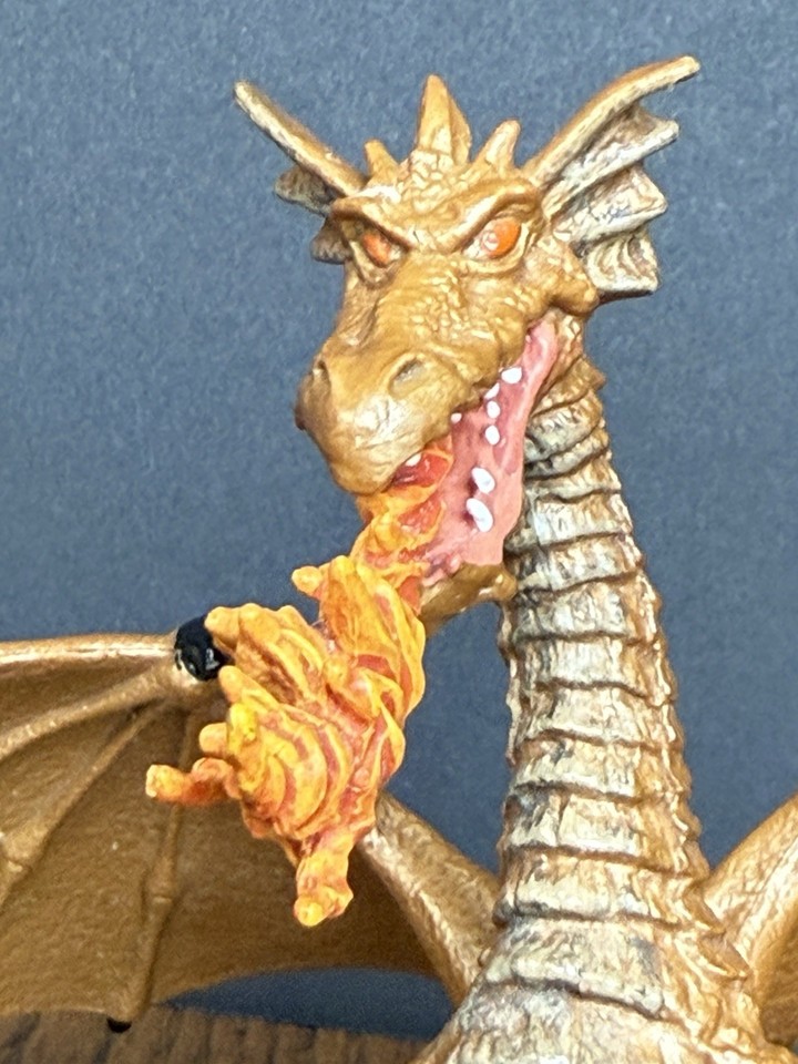 Rare 2005 Papo Fire Breathing Orange Dragon Figure Mythical Fantasy Toy ...