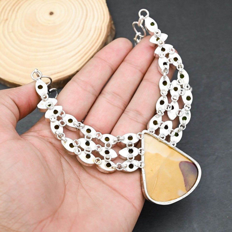 Mookaite Peridot Gemstone Handmade 925 Sterling Silver Jewelry Necklace ...