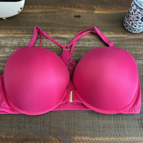 Cacique Hot Pink Boost Plunge Bra with Gold Accent 44DDD | eBay