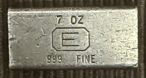 Vintage Engelhard 7 oz Extruded E Logo .999 Silver Bar Non Poured 1 Of ...