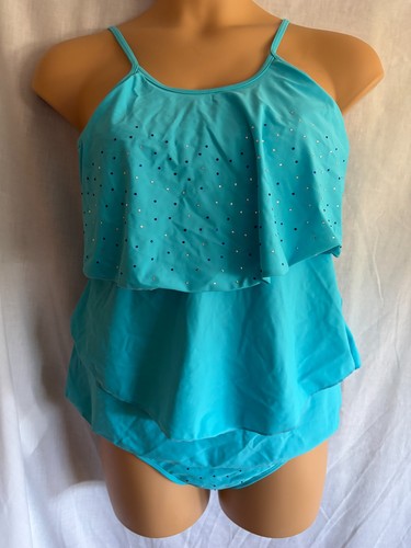 WOMEN'S Plus Size 2XL 2 Piece High Waisted Ruched Tankini Bathing Suit ...