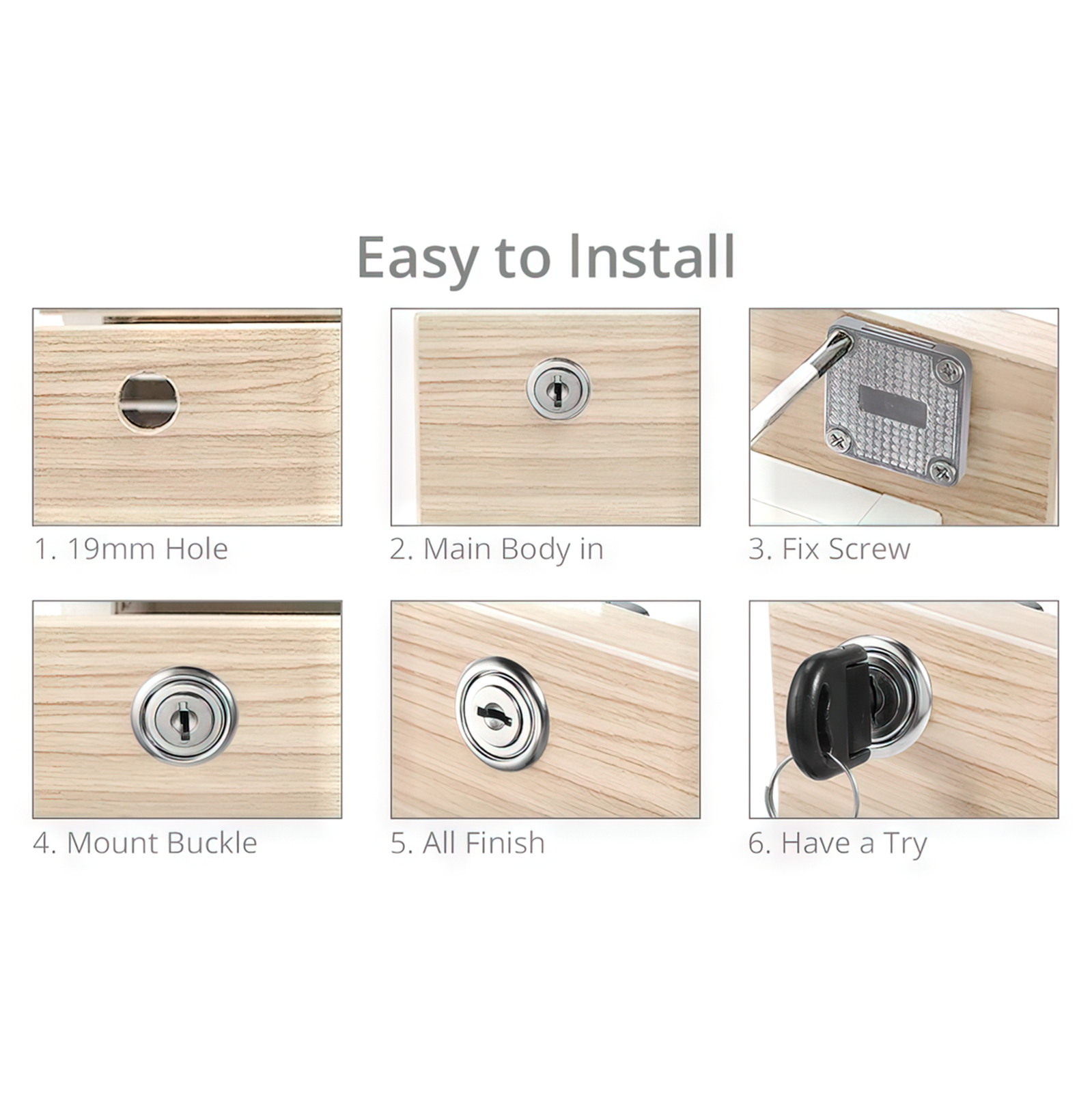 1Set Cabinet Drawer Lock with 2 Keys Zinc Alloy Safty Latch Furniture ...