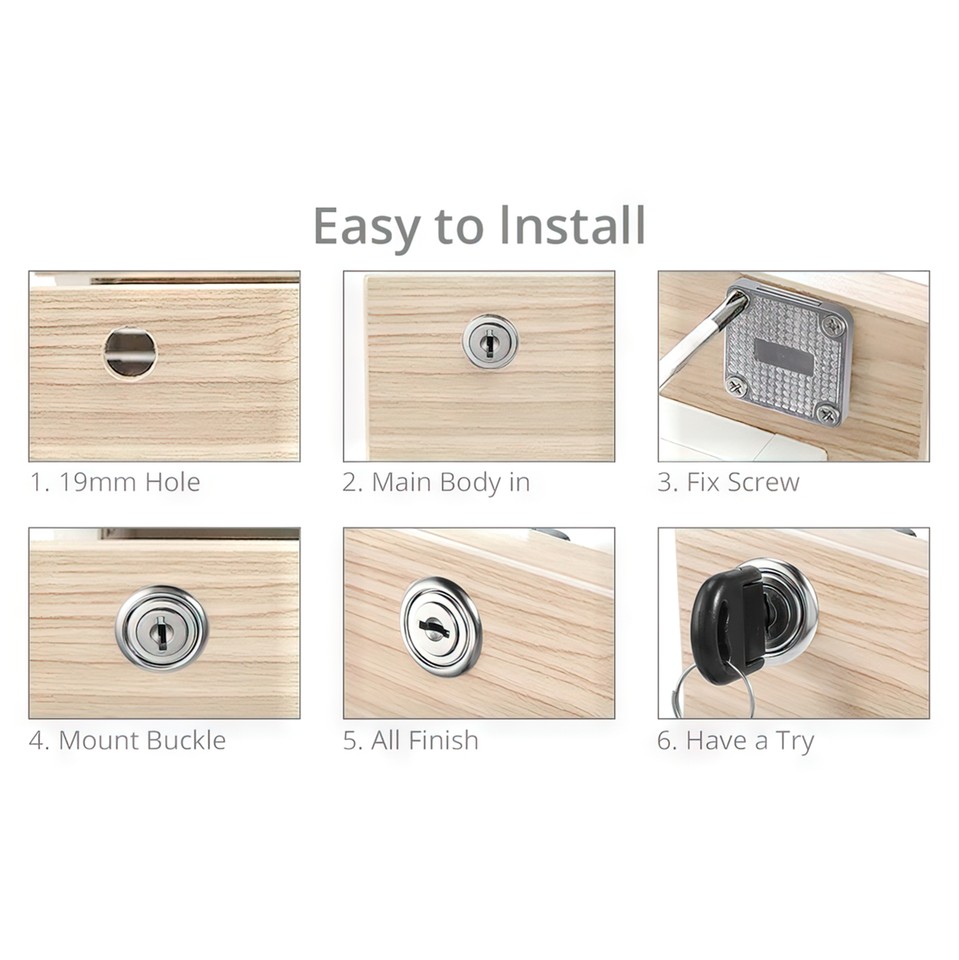 1Set Cabinet Drawer Lock with 2 Keys Zinc Alloy Safty Latch Furniture ...