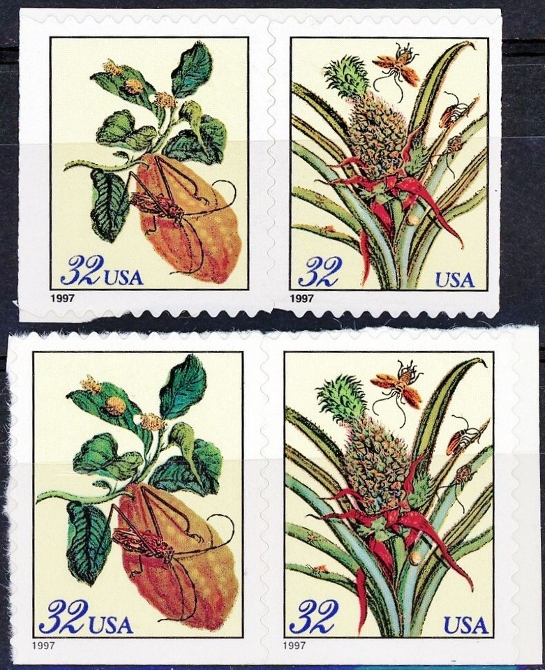 Merian Botanical Art Basic Set 2 Pairs in Scott Order MNH Sc 3126 3127 ...