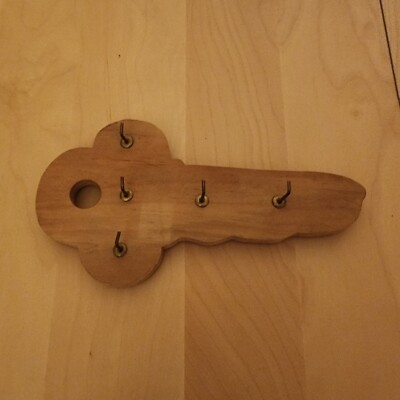 Unfinished Handmade Wood Rustic Primitive Farmhouse Key Holder with 5 ...