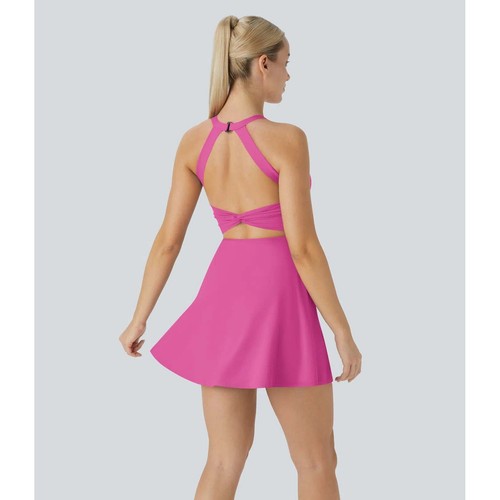 Halara Backless Twisted Flare Athletic Dress with Back Cutout & Pockets ...