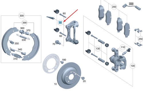 NEW MERCEDES-BENZ VITO W447 REAR BRAKE CARRIER REPAIR KIT A4474200315 ...