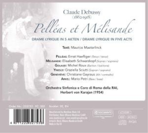 Herbert von Kar Debussy Pelleas Et Melisande. Ernst Haefliger Elisabeth ...