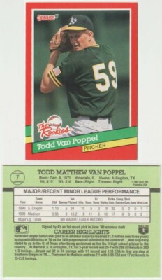 TODD VAN POPPEL RC - 1991 DONRUSS "THE ROOKIES" # 7 - OAKLAND ATHLETICS ...