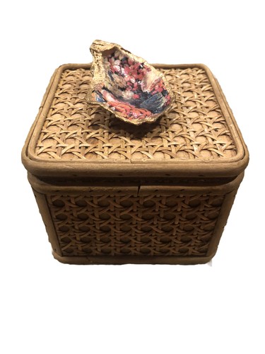 Hand painted Oyster Wicker Trinket Box | eBay