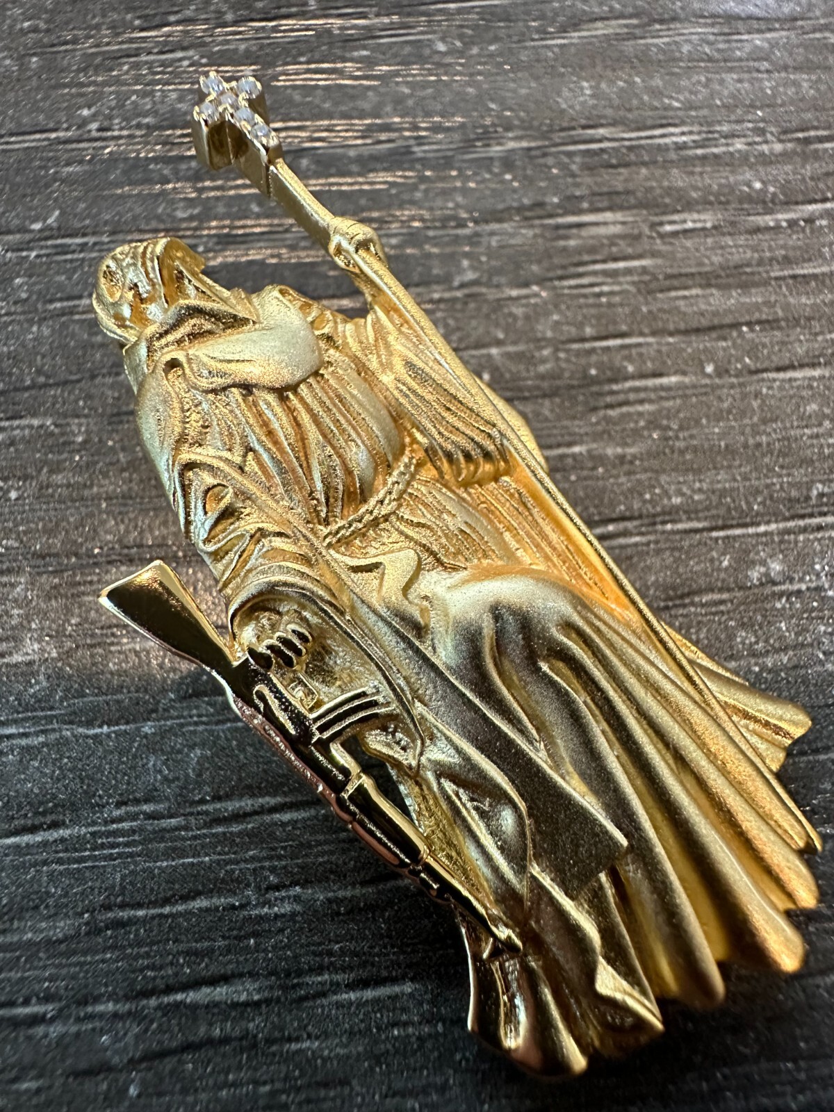 Santa Muerte Grim Reaper Death Pendant W. AK47 925 Silver / Gold Plated ...