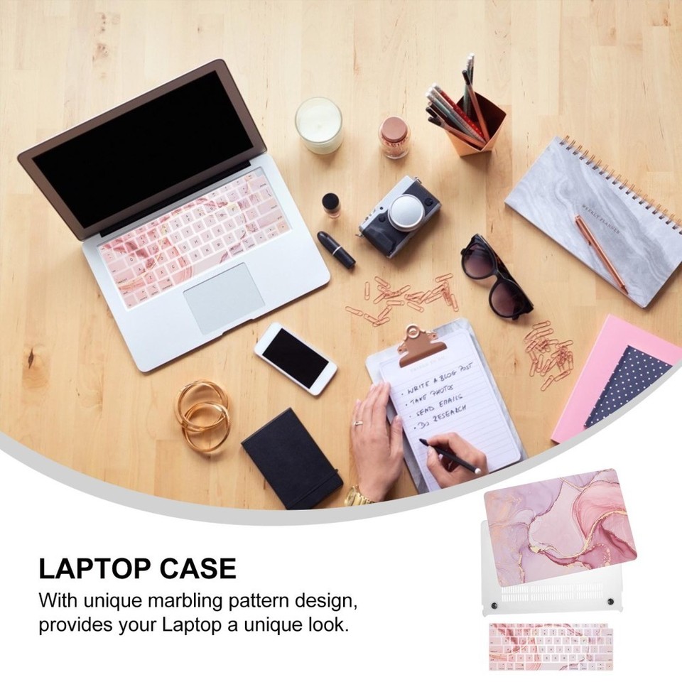 2Pcs Marbling Pattern Laptop Case Keyboard Cover Kit Plastic Laptop ...