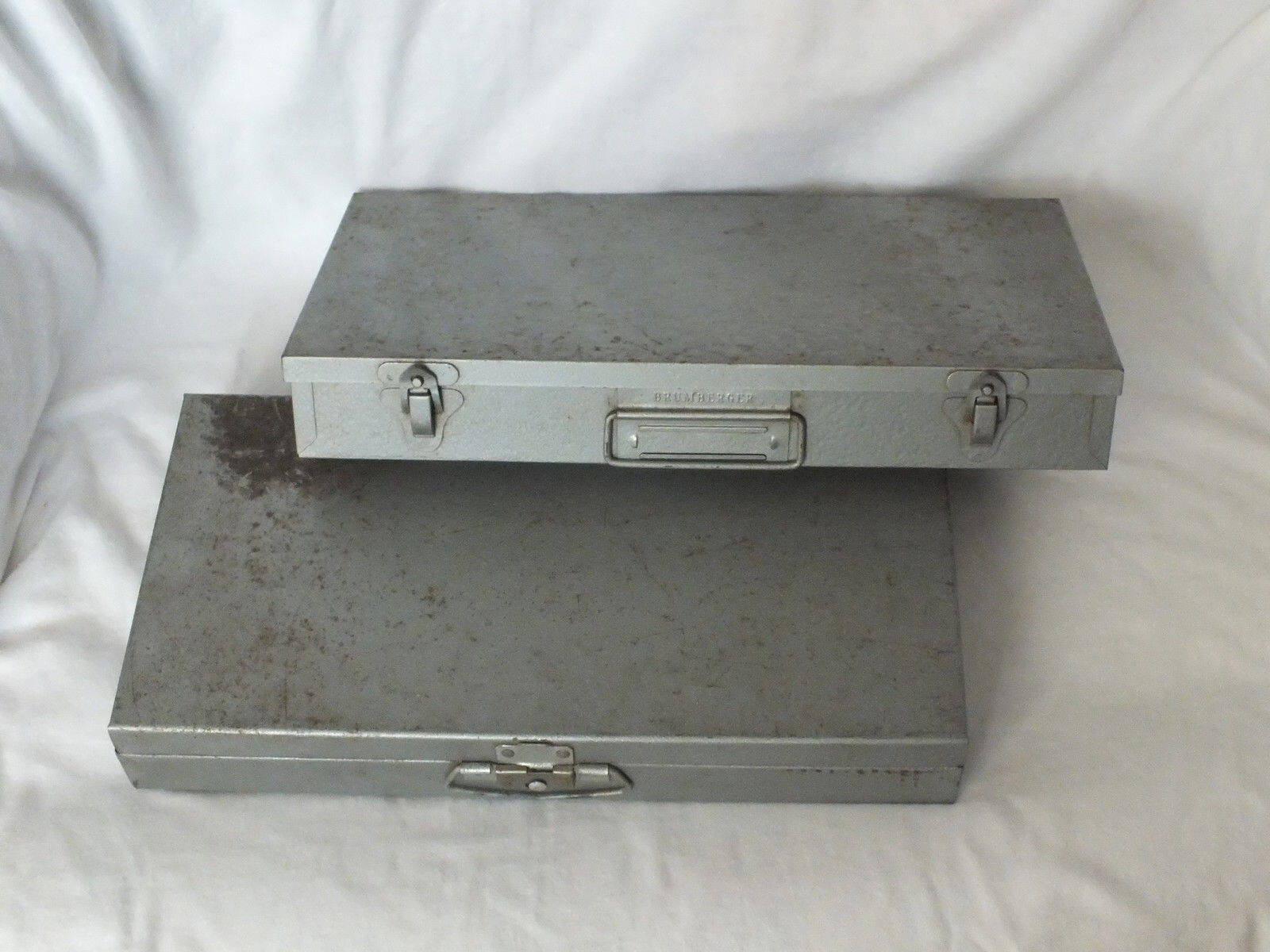 2 Vintage Metal Slide Storage Cases-One Brumberger One? Holds 150 ...