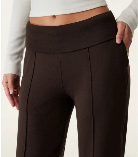 OGL Heavy Thermal Tummy Warmer Pin Tuck Pant Espresso Brown Womens Size ...