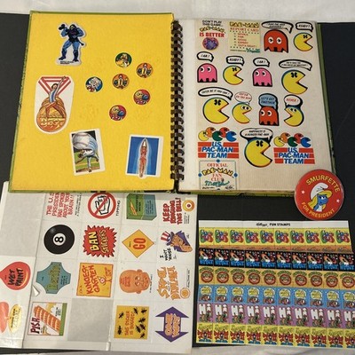 Vintage Early 80s STICKER Collection Album 1980s PAC Man Scratch Sniff ...