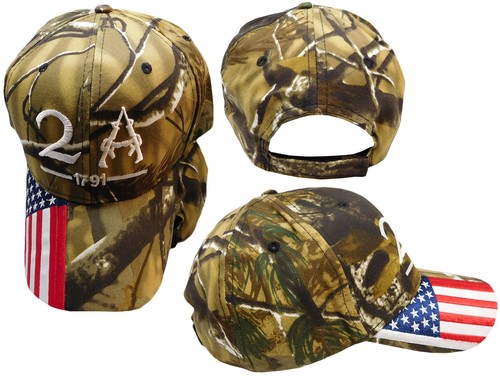 2A 2nd Amendment 1791 USA Flag On Bill Embroidered Camouflage Camo Cap ...