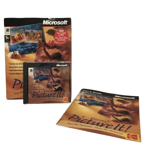 Microsoft Picture It Photo Editing Windows 95 PC CD-ROM Software Big ...